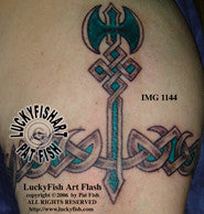 Battle Labrys Tattoo with Celtic Design – LuckyFishArt