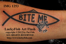Funny Bite Me Tattoo Design – LuckyFishArt