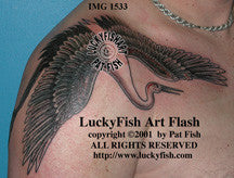 Swooping Crane Tattoo Design – LuckyFishArt