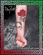 Long Stem Rose Tattoo Design – LuckyFishArt