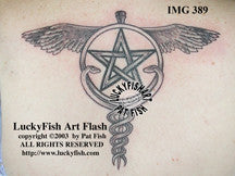 Pagan Tattoo with Caduceus Symbol Design – LuckyFish Art